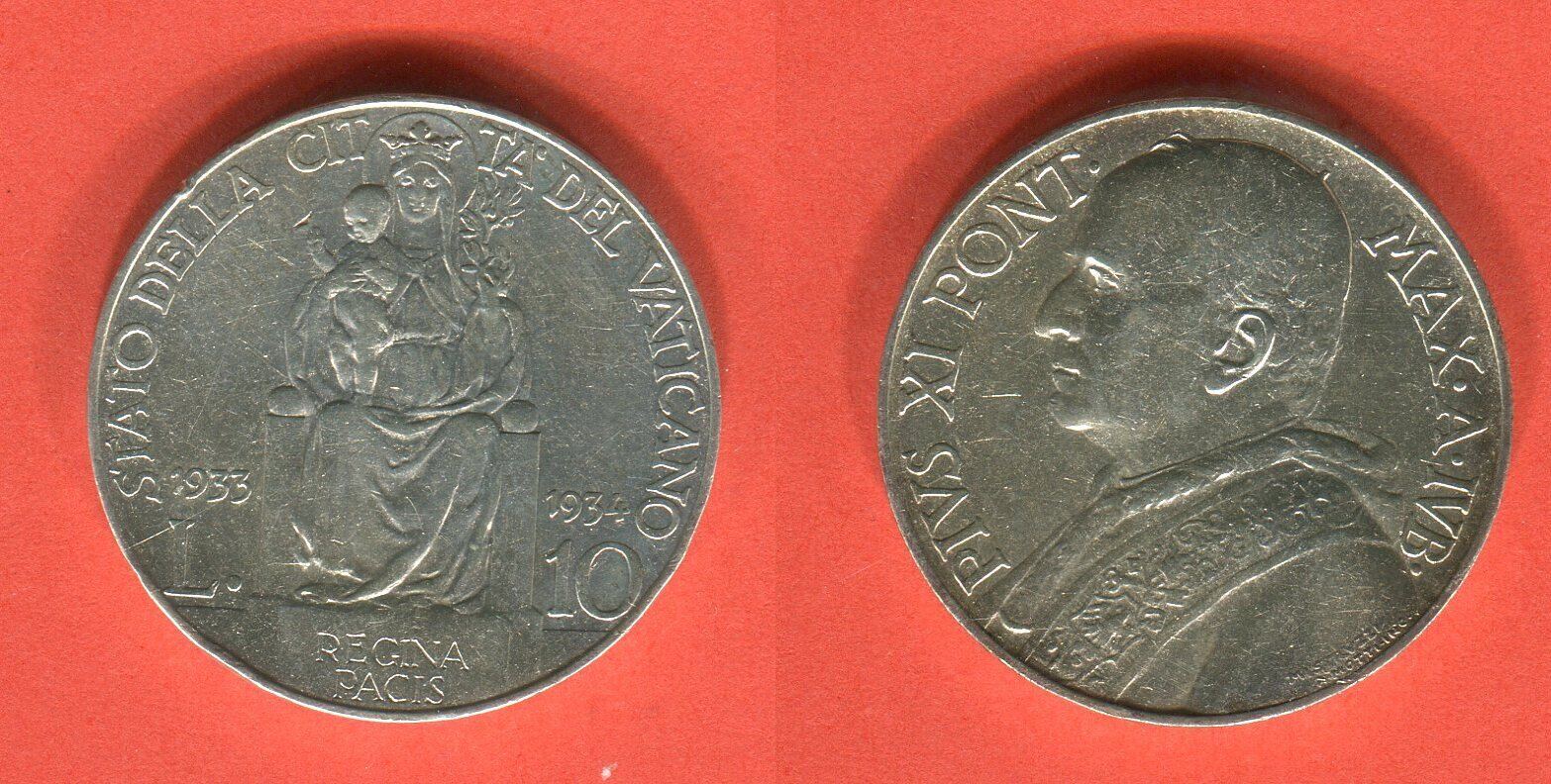 Vatikan Vatican 10 Lire 1933 1934 Pius XI ss+ | MA-Shops