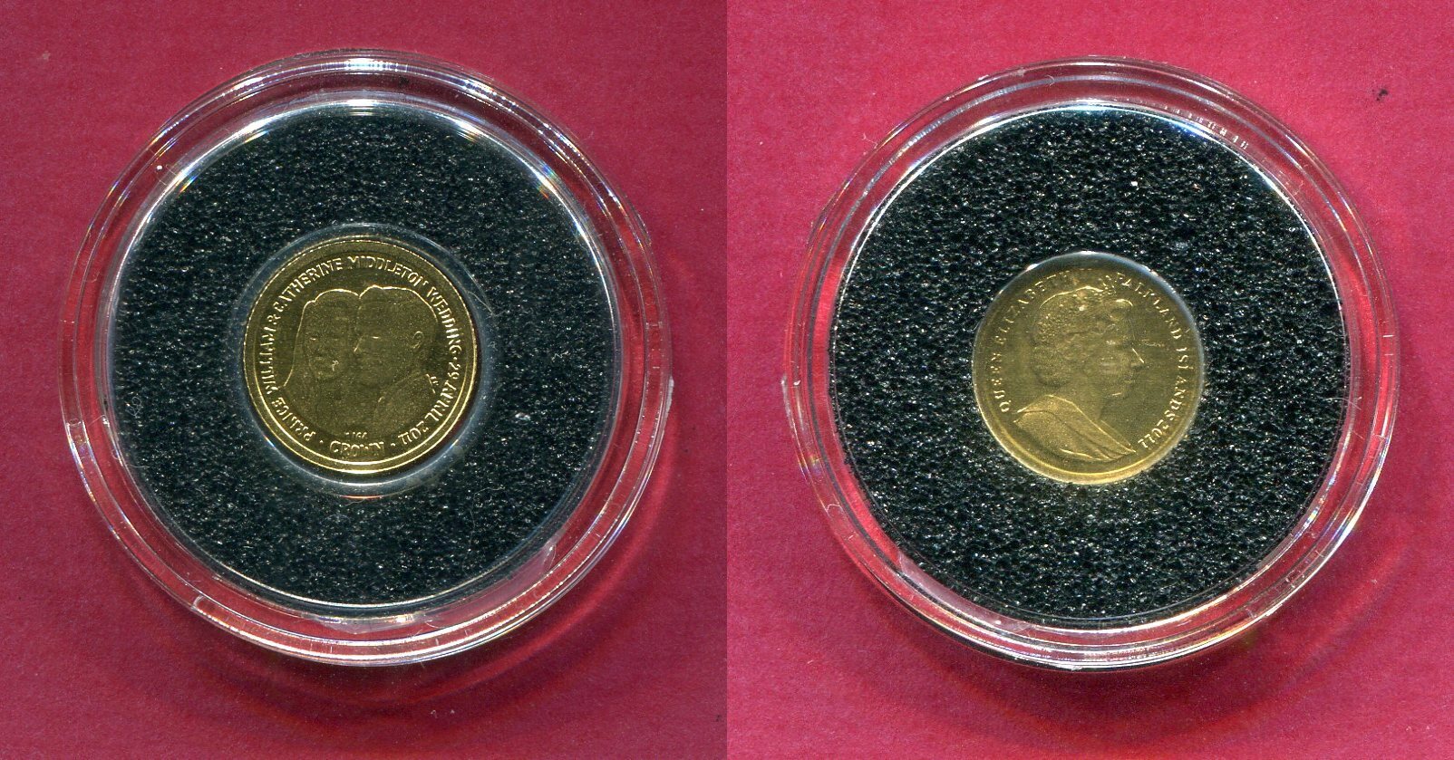 Falkland-Inseln 1/64 Crown Minigoldmünze 2011 Hochzeit William und Kate ...