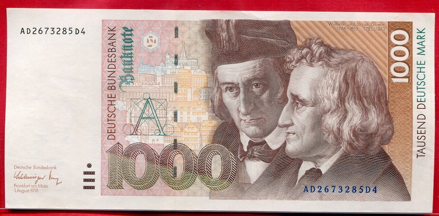 BRD, Deutsche Bundesbank 1000 DM Deutsche Mark 1991 Gebrüder Grimm ...