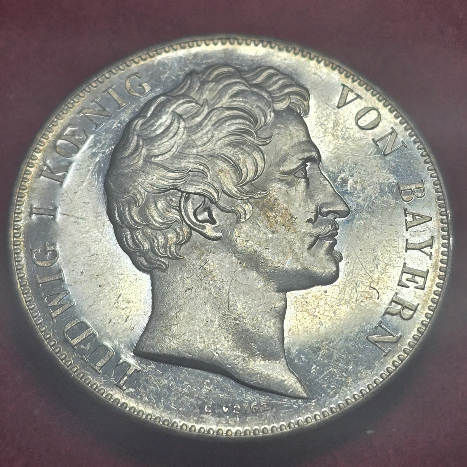 Bayern Bavaria Doppeltaler 2 Taler 1845 Geburt des Erbprinzen Ludwig ...