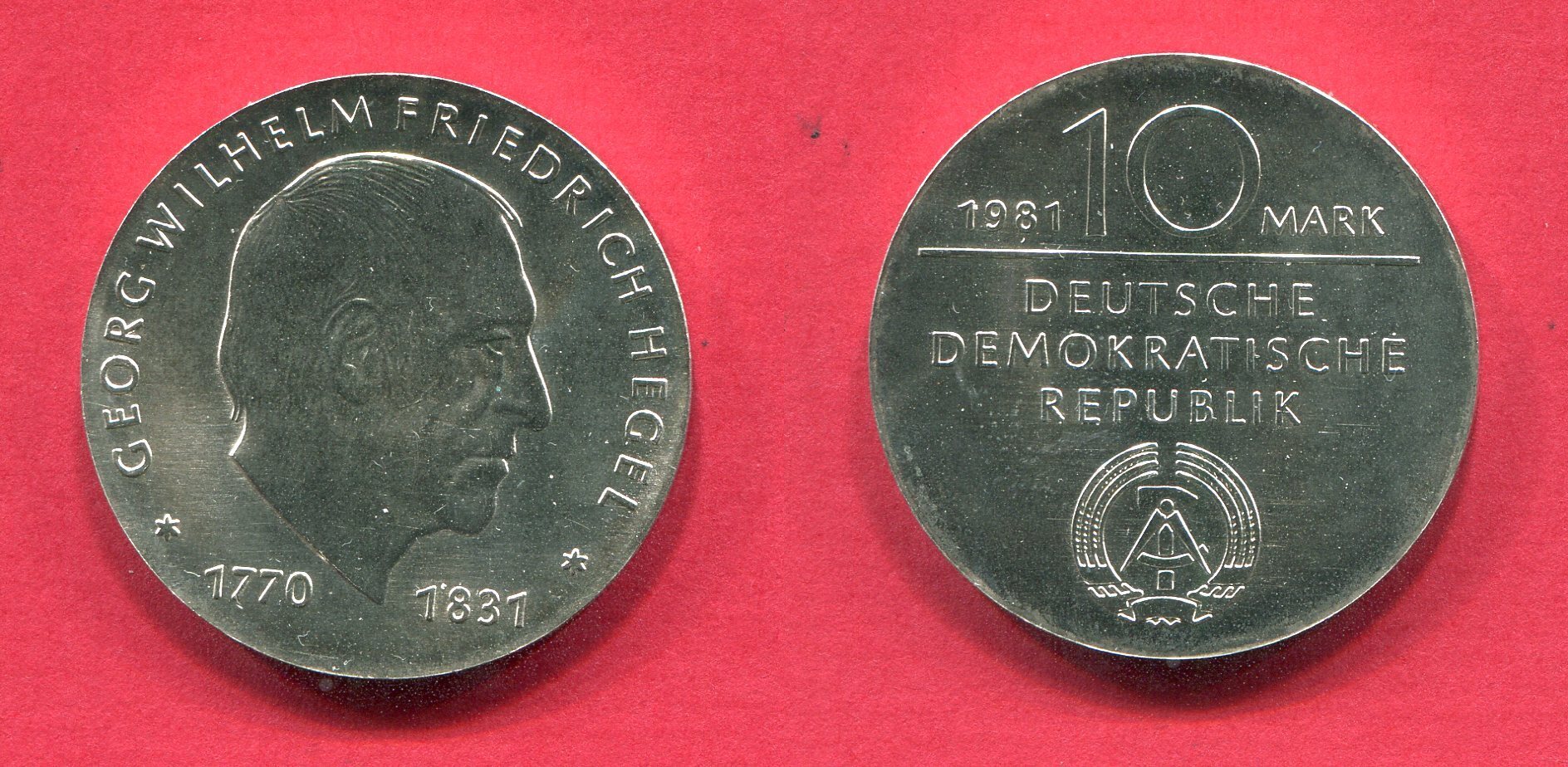 DDR 10 Mark 1981 Gedenkmünze 150. Todestag Georg W. F. Hegel ...
