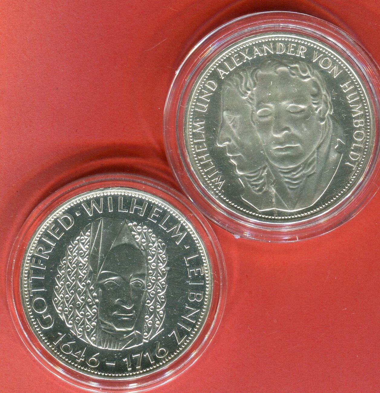 Bundesrepublik Deutschland, Germany FRG 2 x 5 DM Gedenkmünze Silber 1966 1967 Leibniz und ...