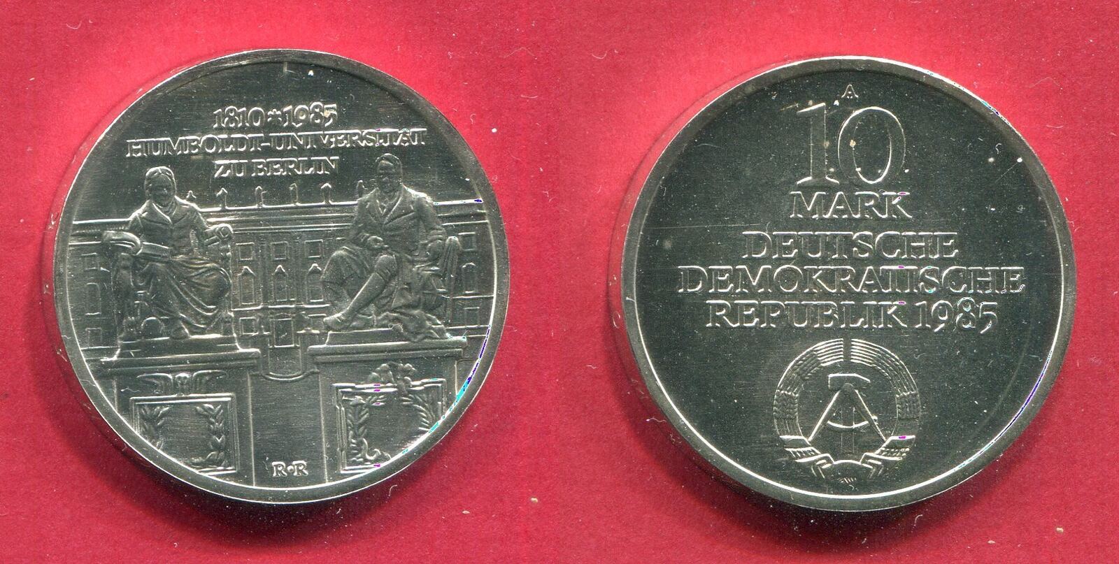 Deutsche Demokratische Republik 10 Mark Silbergedenkmünze 1985 Humboldt ...