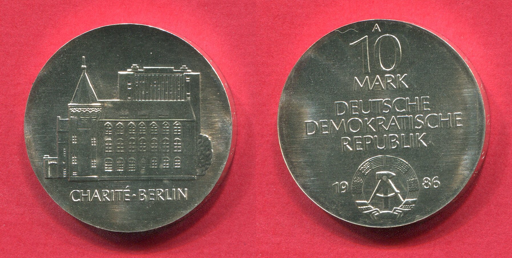 DDR 10 Mark 1986 Gedenkmünze Charité Berlin prägefrisch | MA-Shops
