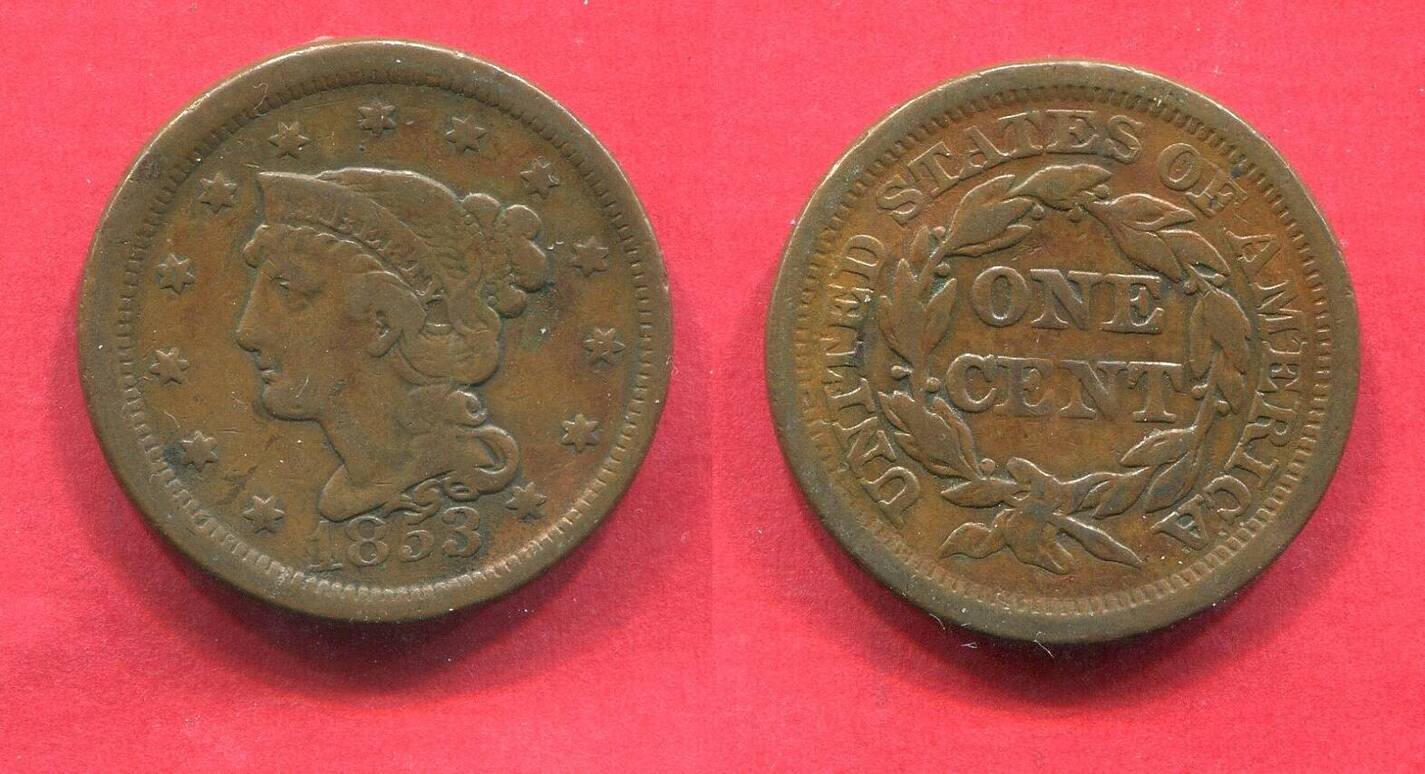 USA 1 Cent 1853 Large Type sehr schön | MA-Shops