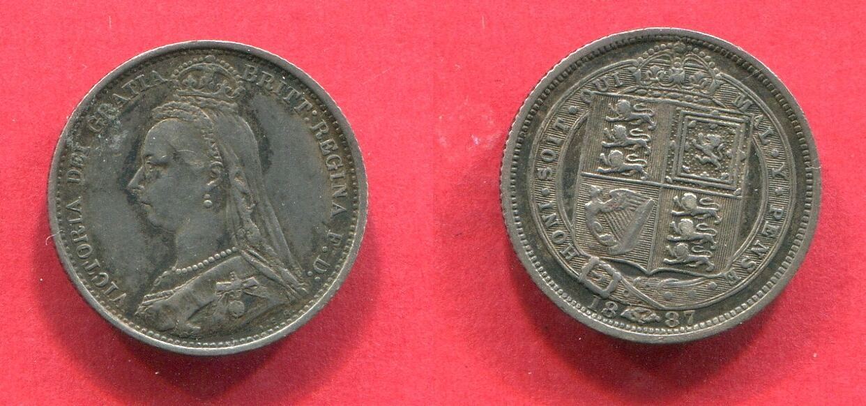 Great Britain England Großbritannien 6 Pence sixpence 1887 Crowned and ...