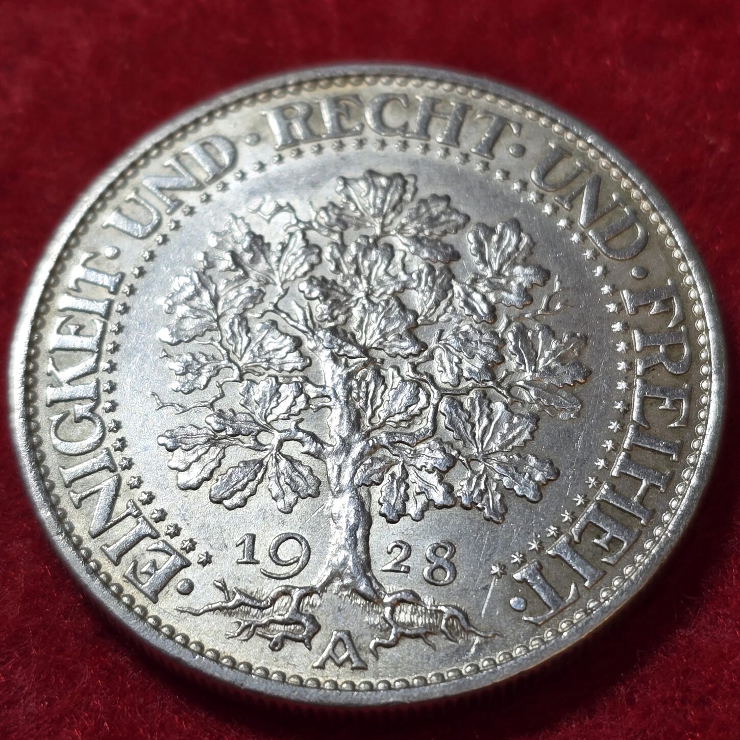 Weimarer Republik Deutsches Reich 5 Mark 1928 A Eichbaum Kursmünze Oak ...