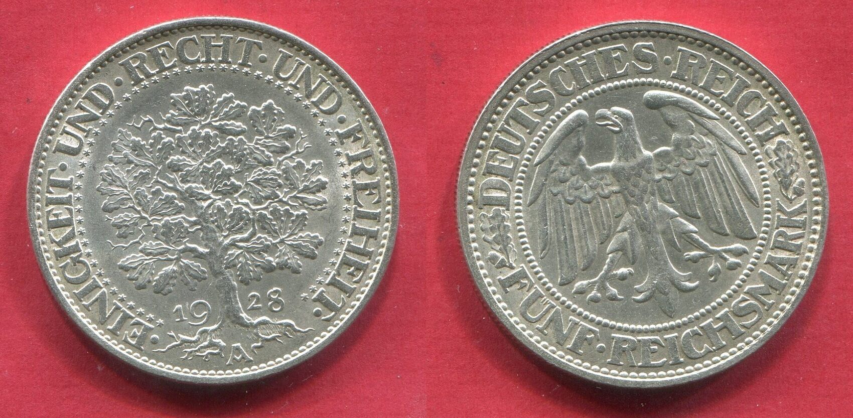 Weimarer Republik Deutsches Reich 5 Mark 1928 A Eichbaum Kursmünze Oak ...