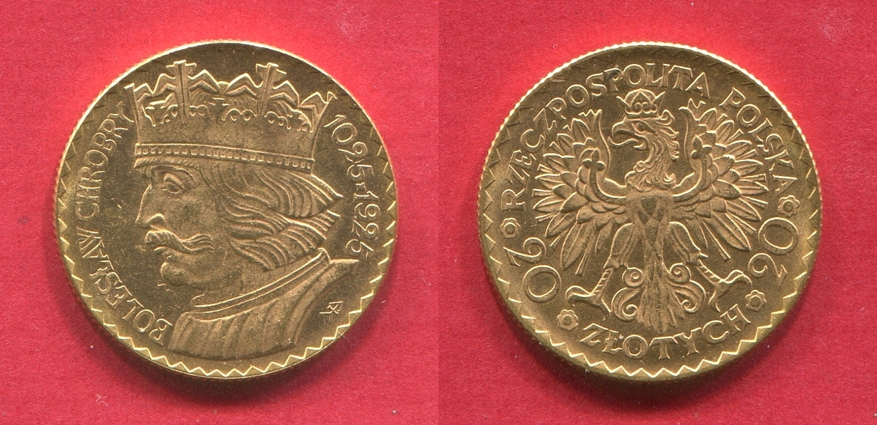 Polen, Poland 20 Zloty Gold ZŁOTYCH 1925 König Boleslaw I. Selten Boleslaus I the Brave prfr ...