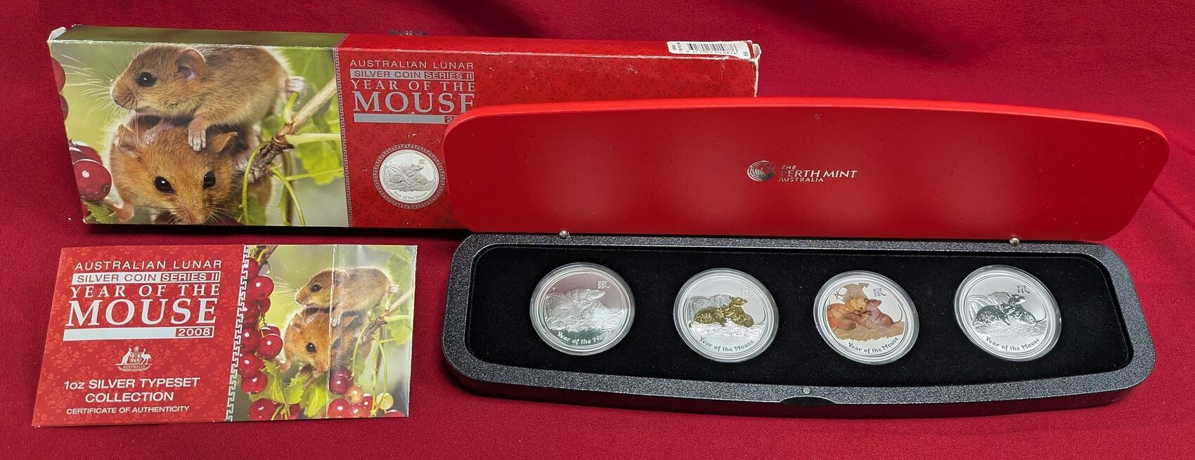 Australien 4 x 1 Dollar Silbermünzen 2008 Jahr der Maus - Year of the ...