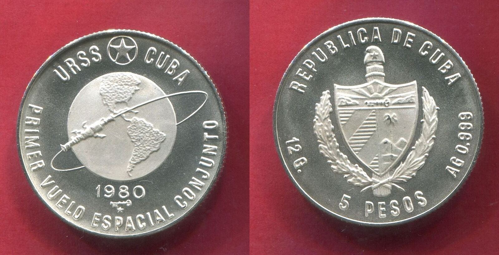 Kuba Cuba 5 Pesos 1980 First Joint Space Flight BU Bankfrisch | MA-Shops