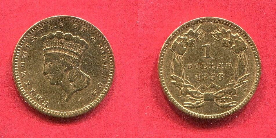 USA 1 Dollar Gold 1856 Large Indian Head Type 3 sehr schön Henkelspur | MA-Shops
