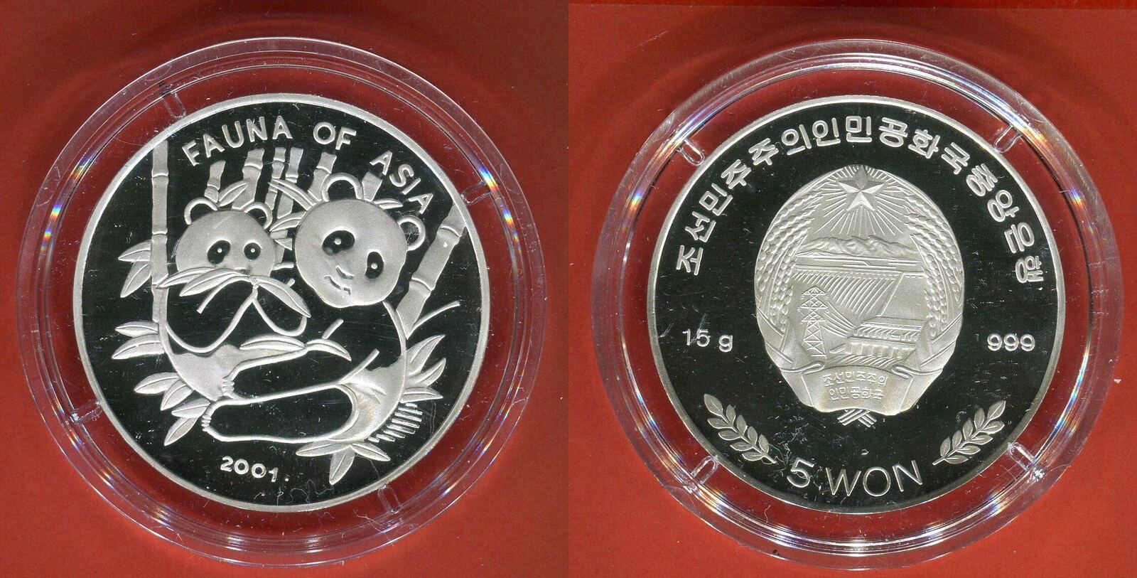 Nordkorea 5 Won Silber 2001 Endangered Wildlife - Gefährdete Tierwelt ...