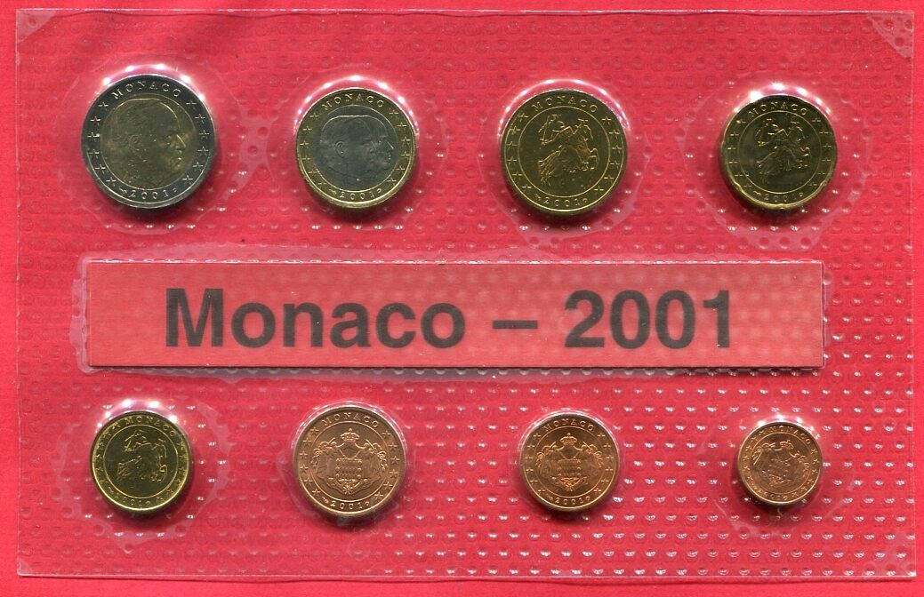 Monaco Euro KMS 1 Cent - 2 Euro Komplett 2001 Kursmünzensatz Bankfrisch ...