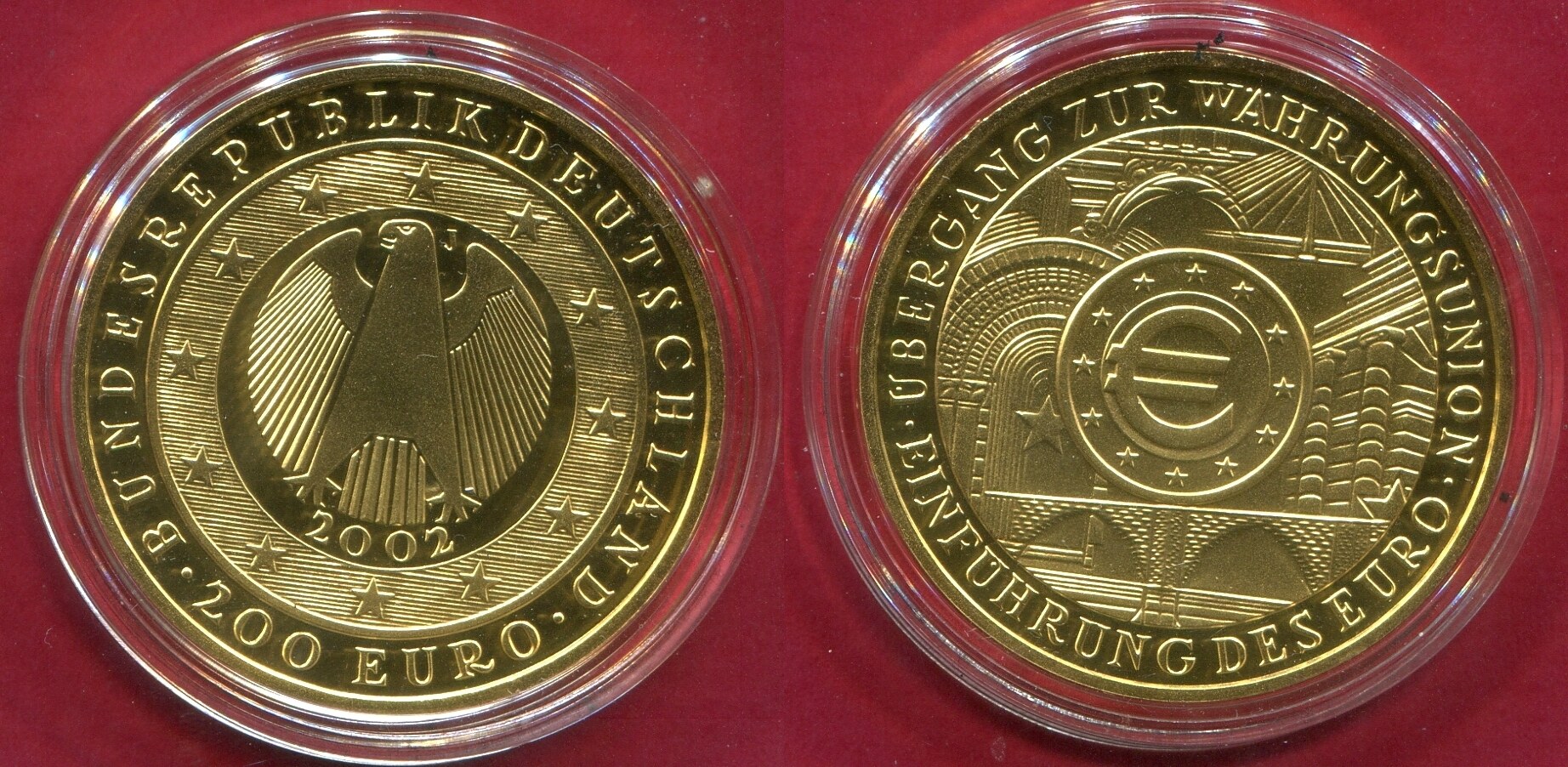 Deutschland BRD Germany 200 Euro Gold 2002 J Währungsunion, Euro ...