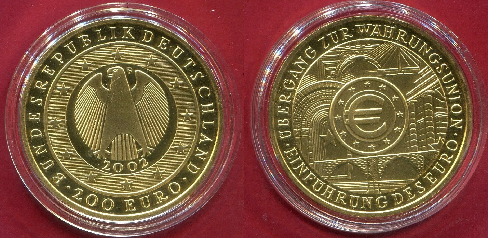 Deutschland BRD Germany 200 Euro Gold 2002 F Währungsunion, Euro ...