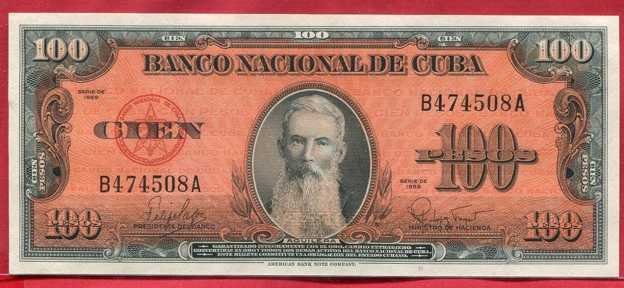 Kuba Cuba 100 Pesos Banknote 1959 Aguilera Kassenfrisch | MA-Shops