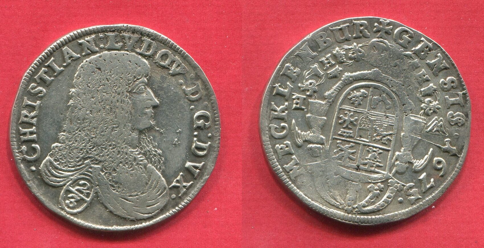 Mecklenburg Schwerin Germany 2/3 Taler 1675 Christian Ludwig I. 1658 ...