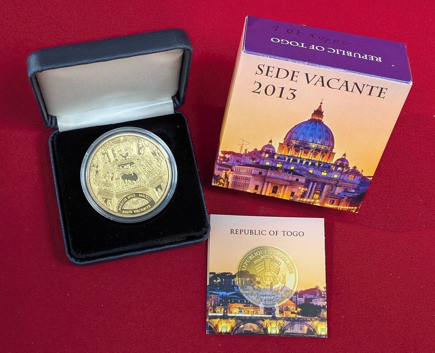 Togo 100 Francs CFA Kupfer vergoldet 2013 Sede Vacante - Rücktritt von ...