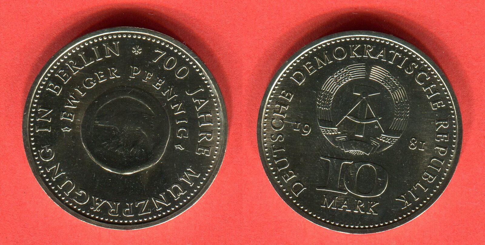 DDR 10 Mark Gedenkmünze 1981 700 Jahre Münzprägung in Berlin - Ewiger ...