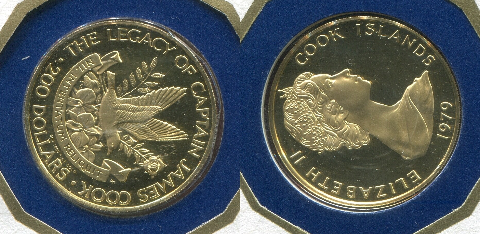 Cook Islands Inseln 200 Dollars Gold 1979 Legacy of Capt. James Cook ...