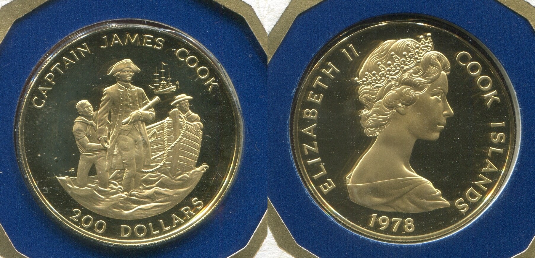 Cook Islands Inseln 200 Dollars Gold 1978 Hawaii Discovery Cook ...