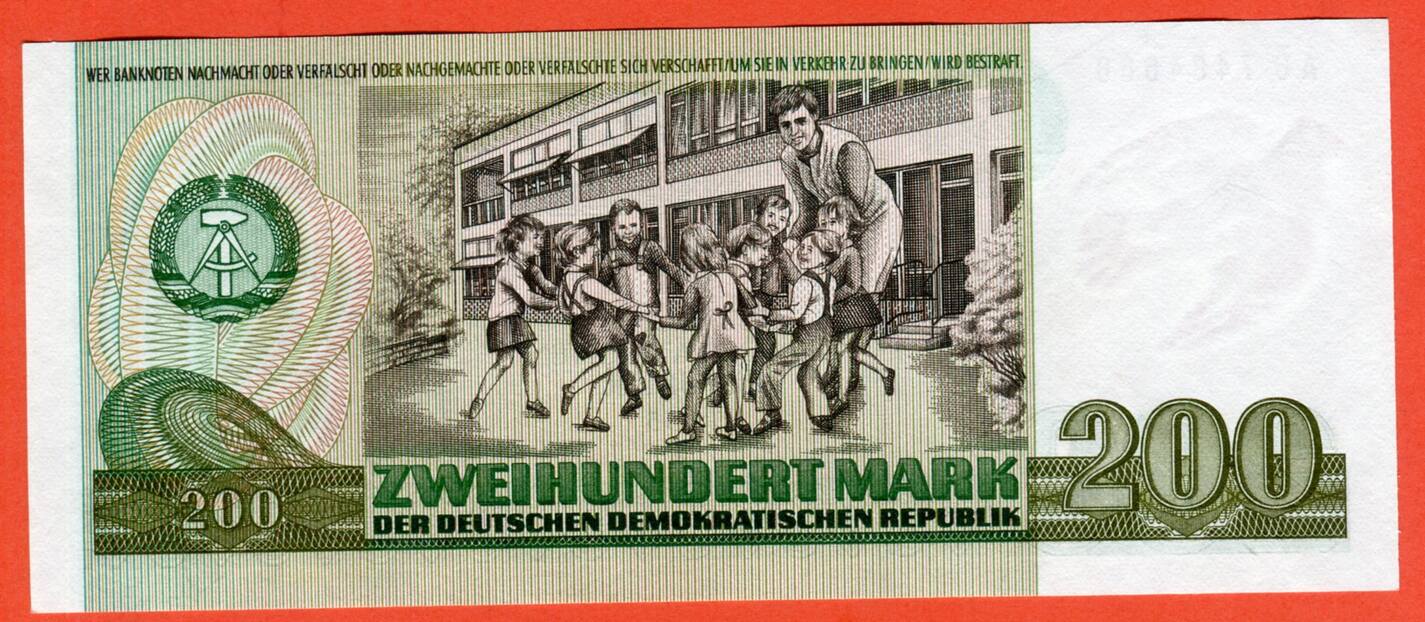 DDR 200 Mark Banknote (nicht verausgabt) 1985 Familienbild - Wz ...