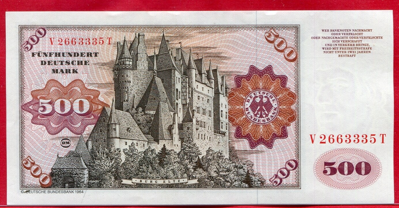 Bundesrepublik Deutschland Western Germany FRG 500 DM Deutsche Mark ...