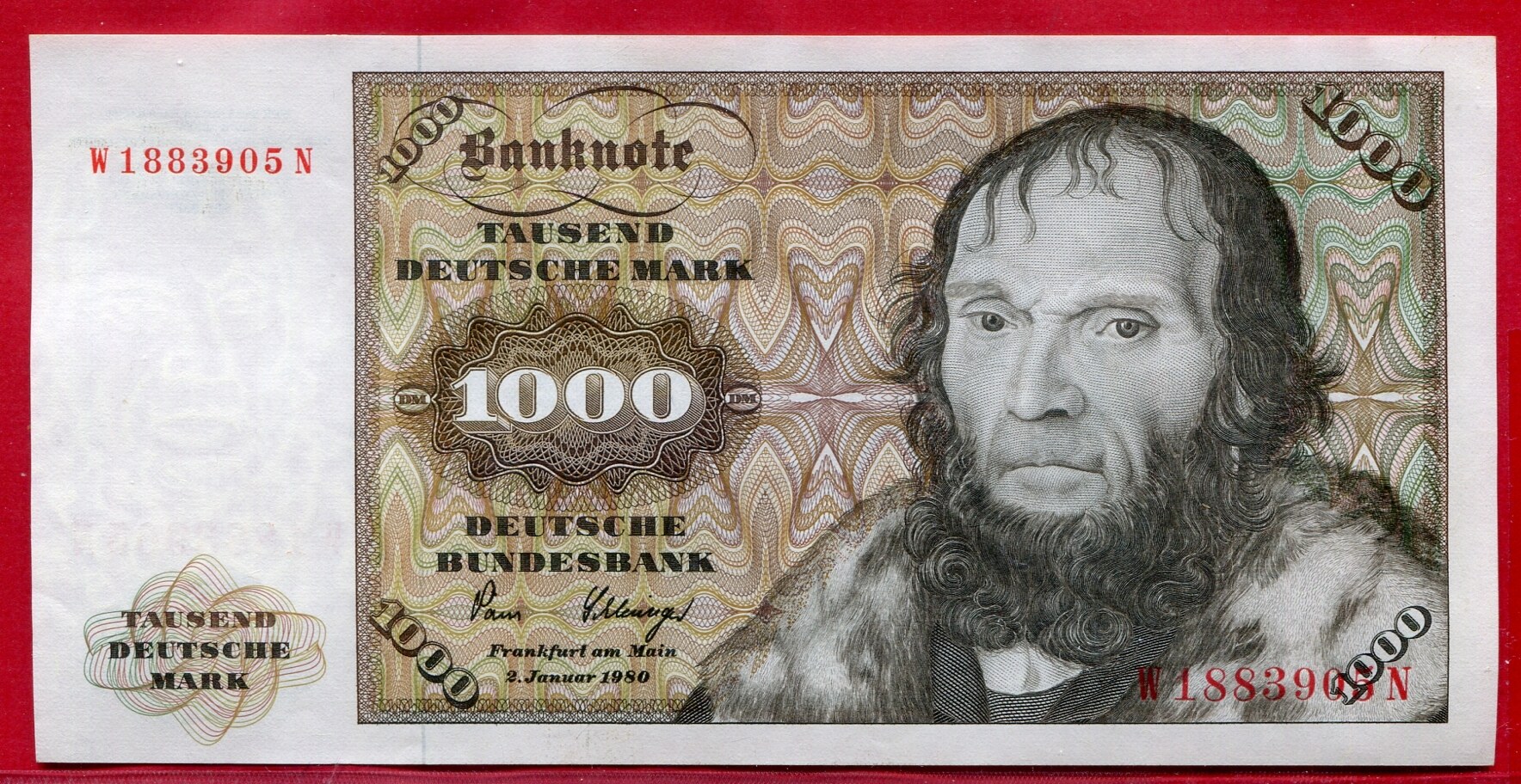 BRD, Deutsche Bundesbank 1000 DM Deutsche Mark Banknote Geldschein 1980 ...