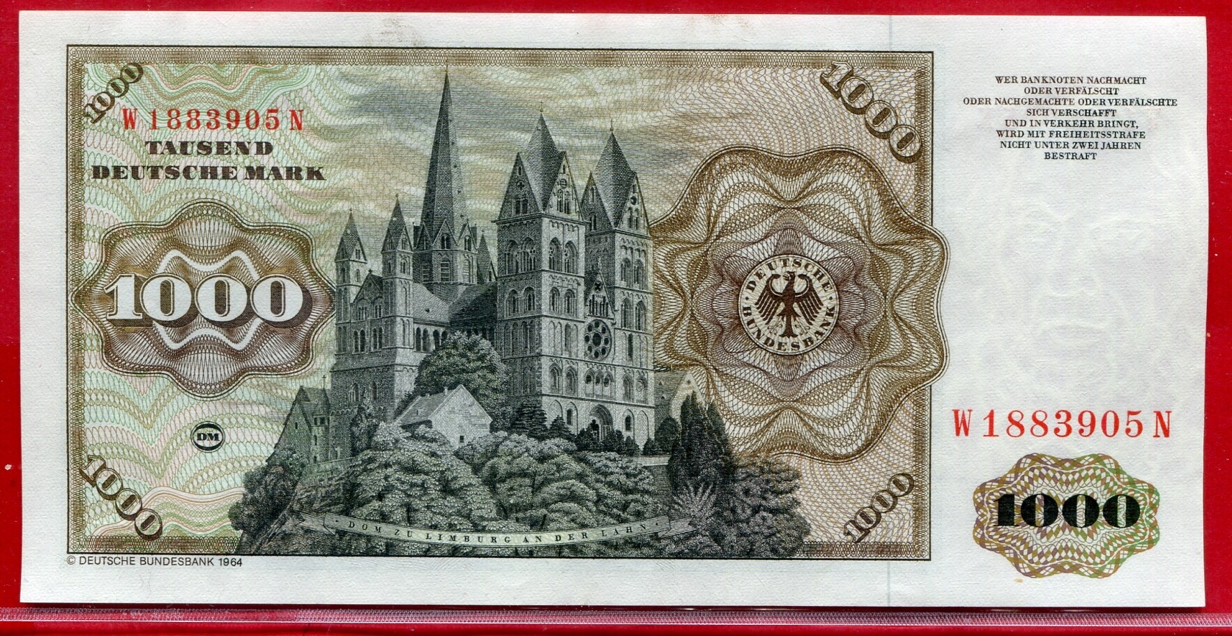 BRD, Deutsche Bundesbank 1000 DM Deutsche Mark Banknote Geldschein 1980 ...