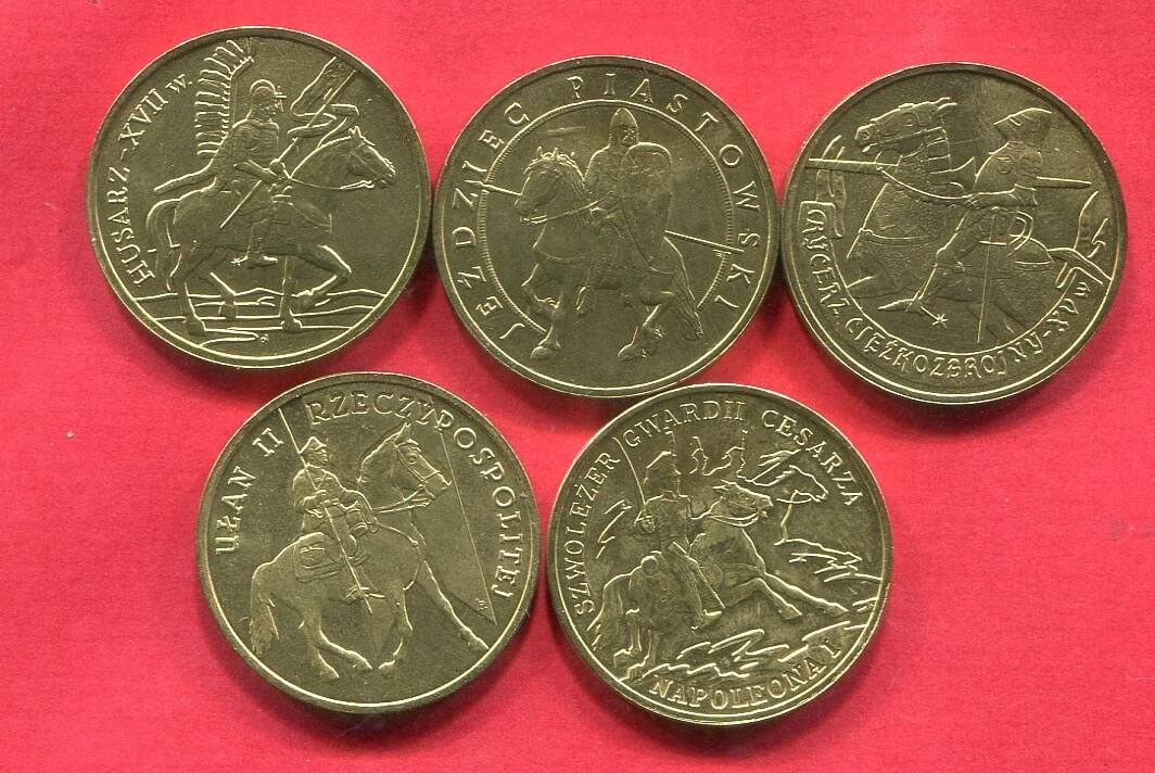 Polen Poland 2 Zloty Zlotys 5 x Lot 2007 2011 Ritter Knights ...