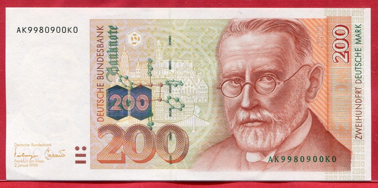 BRD, Deutsche Bundesbank 200 DM Deutsche Mark Banknote Geldschein 1996 ...