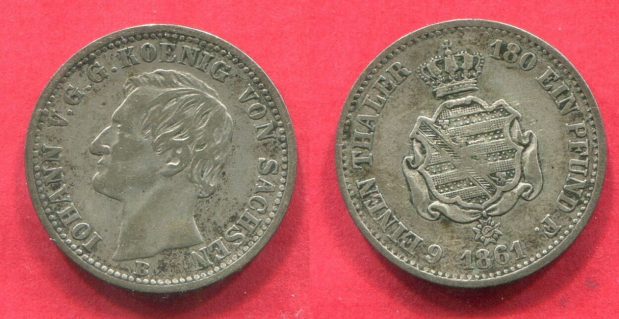 Sachsen 1/6 Taler 1861 Johann sehr schön | MA-Shops