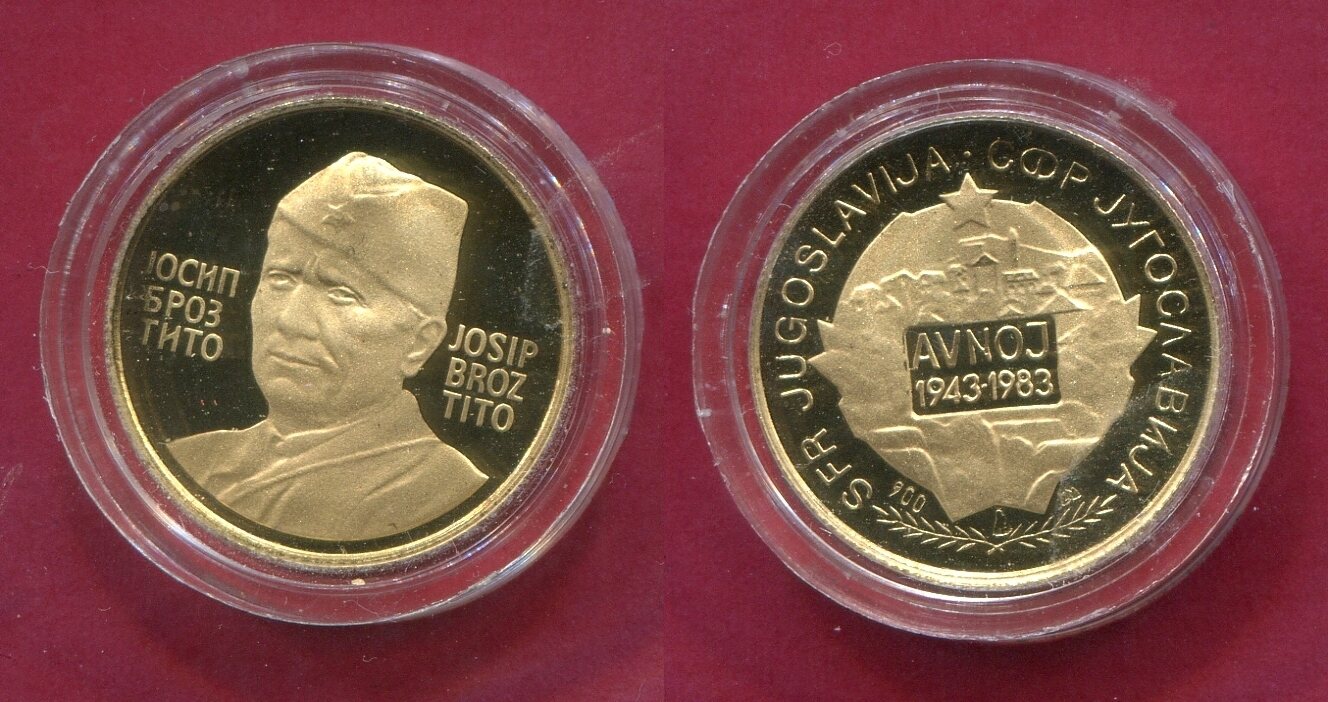 Jugoslawien Yugoslavia Gold Medaille 1983 Tito 1943 -1983 PP mit Kapsel ...