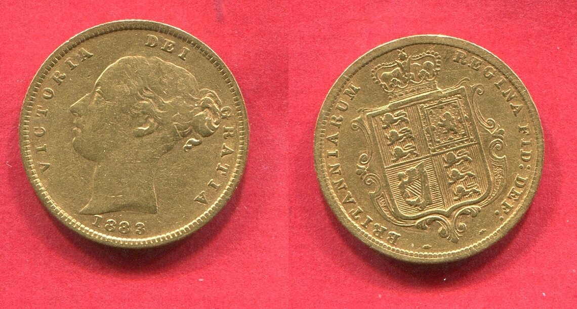 England Great Britain UK Half Sovereign Gold 19883 Victoria Shield Typ ...
