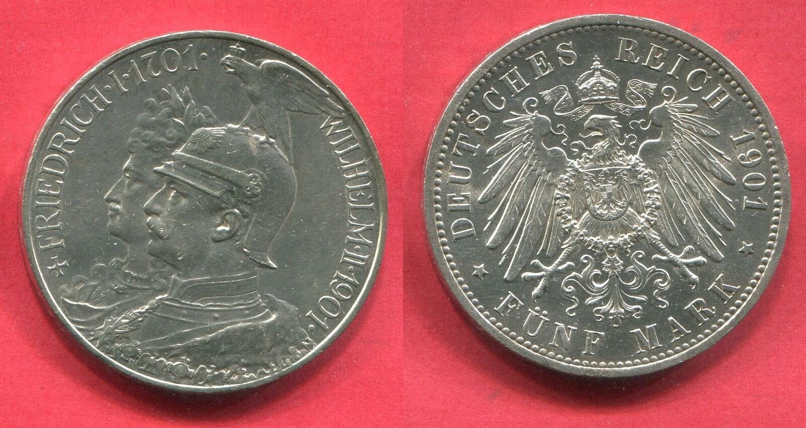 Deutsches Reich - Preussen 5 Mark 1901 A 200 Jahre Königreich ...