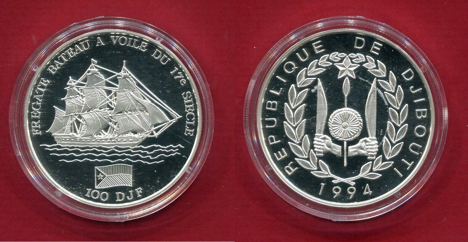 Dschibuti 100 DJF Silber 1994 Geschichte der Seefahrt - Die Fregatte ...