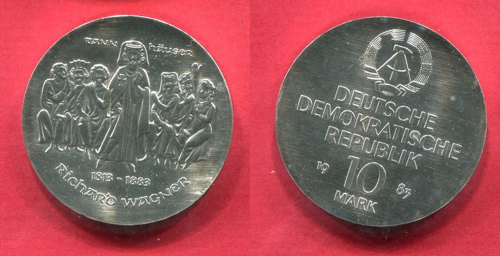 DDR 10 Mark Silbergedenkmünze 1983 100. Todestag Richard Wagner ...