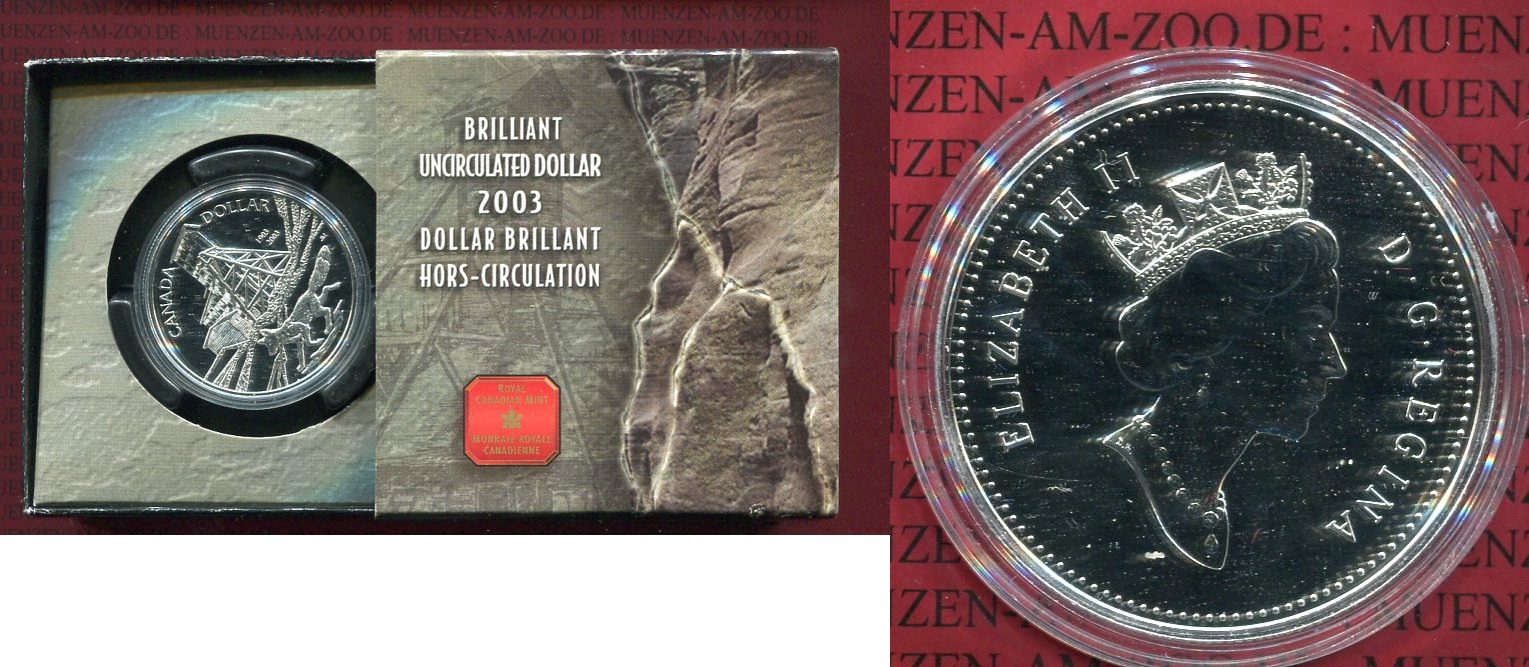 Kanada, Canada 1 Dollar Silbermünze PL 2003 Queen Elisabeth II ...