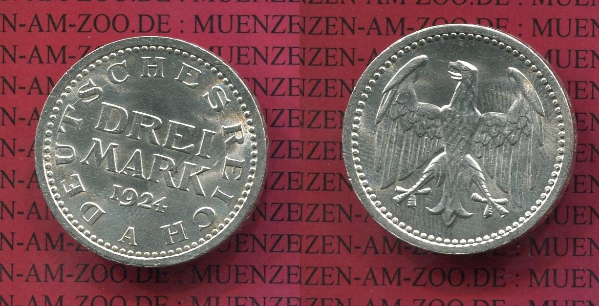 Weimarer Republik Deutsches Reich 3 Mark Silber Drei ausgeschrieben Weimarer Republik 3 Mark ...