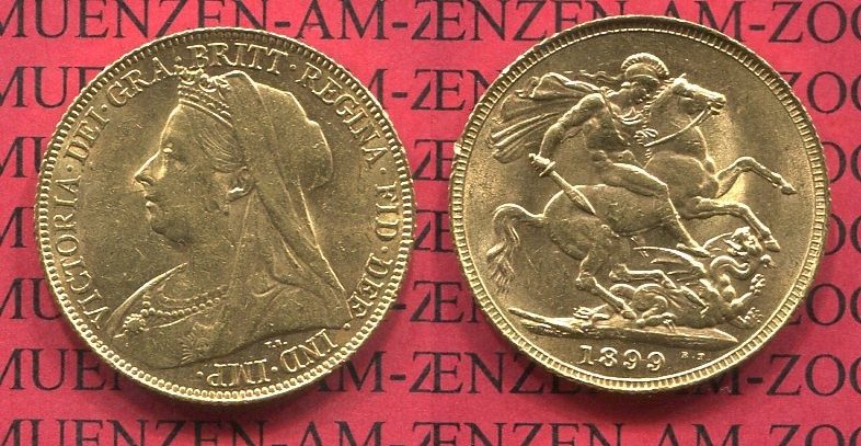 England Great Britain UK Sovereign Goldmünze England 1899 Sovereign ...