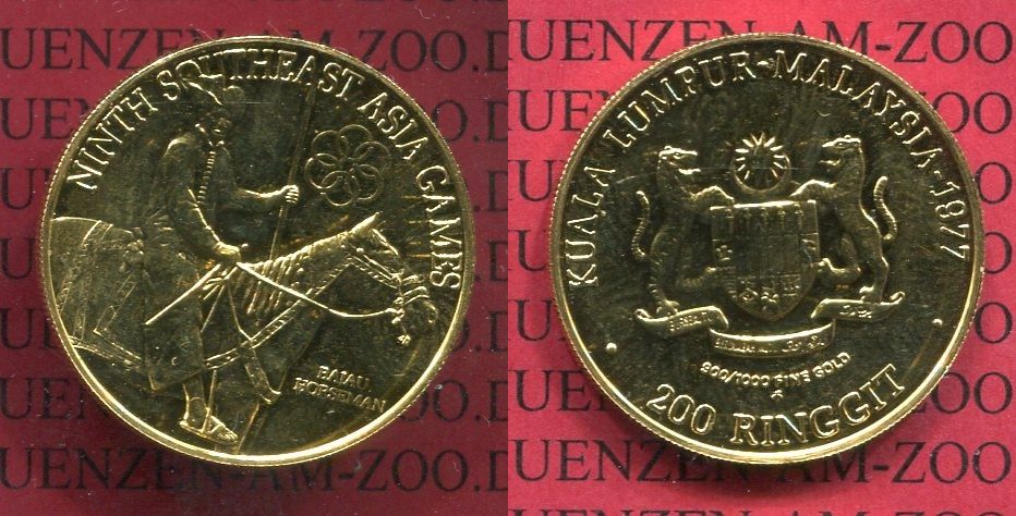 200 Ringgit Goldmünze Malaysia 200 Ringgit Gold 1977 9. Südostasien ...