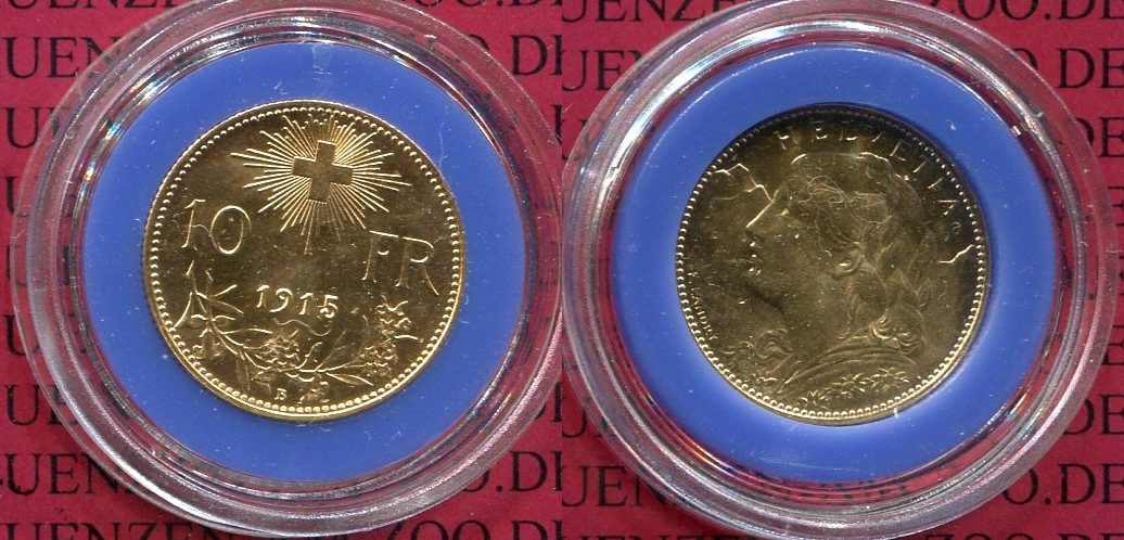 Schweiz, Switzerland 10 Franken Vreneli Typ Gold Schweiz 10 Franken 1915 Vreneli, Gold prfr ...