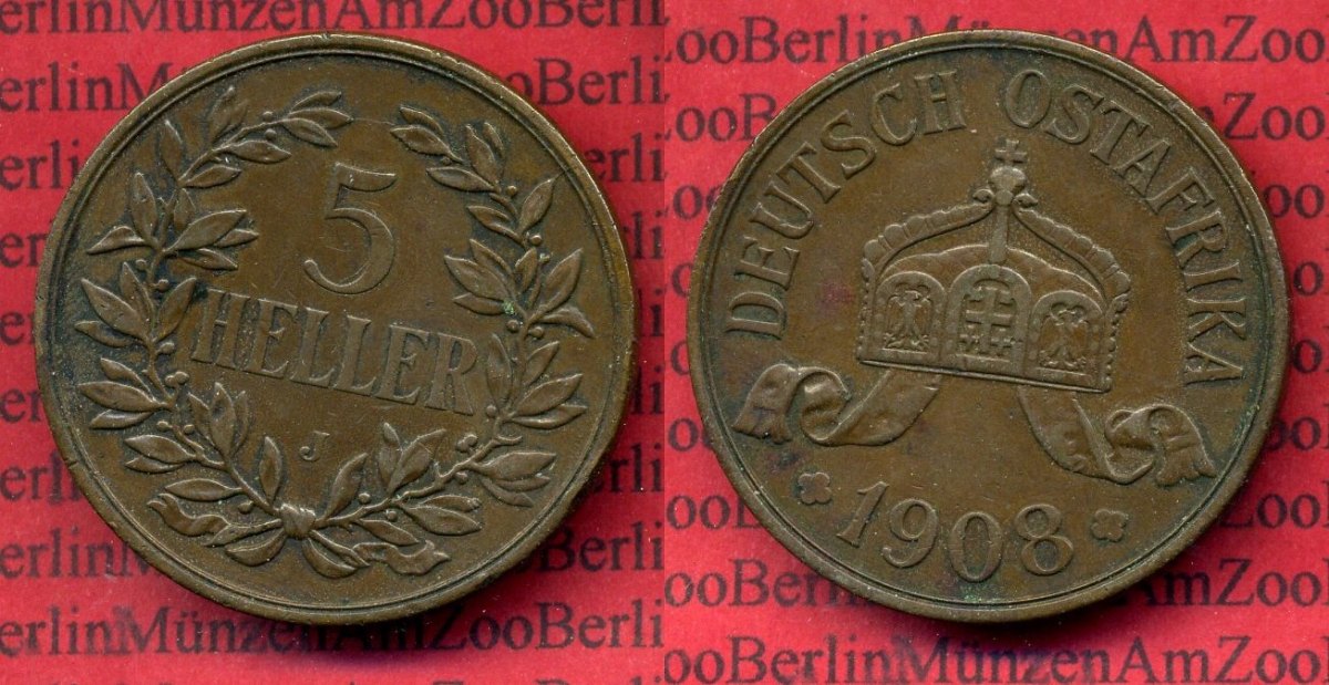 Deutsch Ostafrika German Colonial Money 5 Heller 1908 J Deutsch Ostafrika Größte Deutsche ...