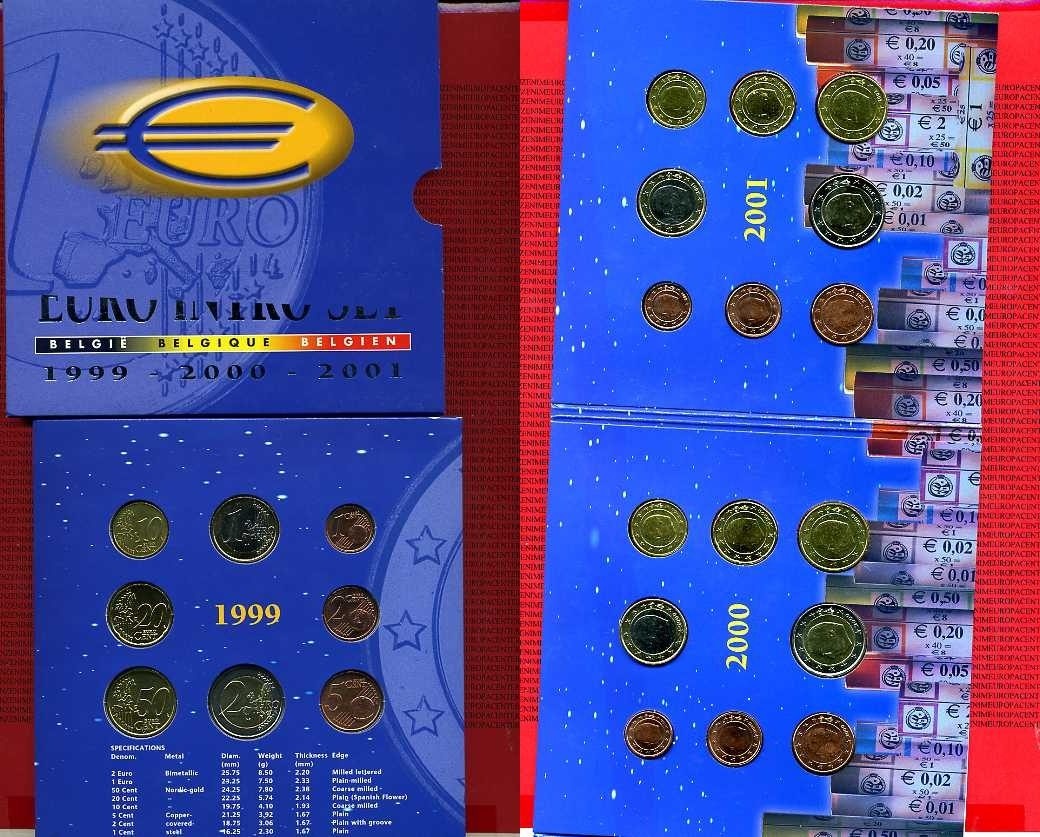Belgien Introset Euro Intro Set Kursmünzensatz 1999-2001 Belgien KMS ...
