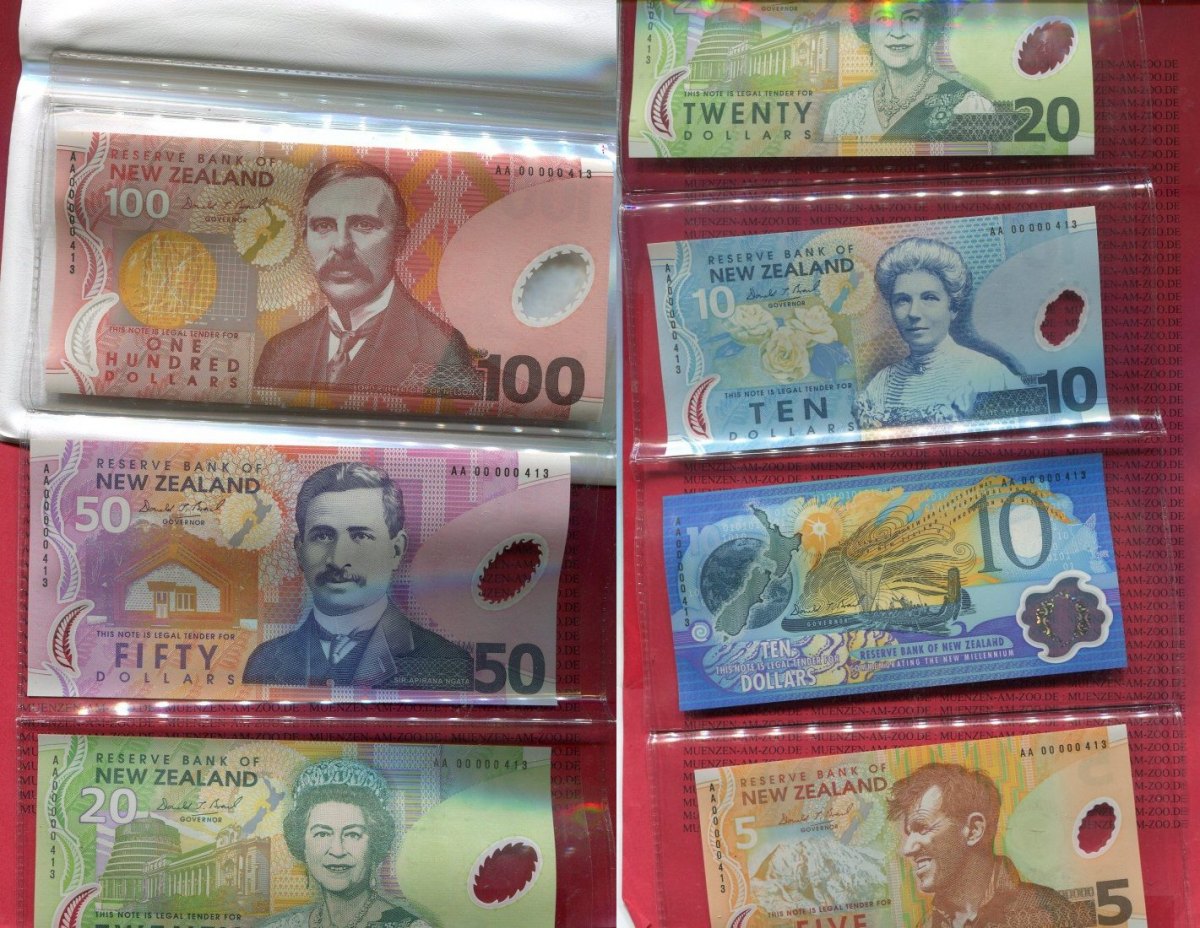 Neuseeland New Zealand 5-100 Dollars mit extra 10 $ Millennium 2000/ ...