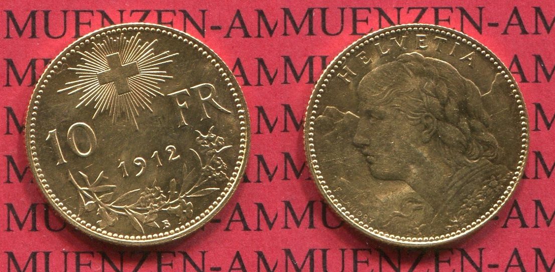 Schweiz, Switzerland 10 Franken Vreneli Typ Gold 1915 Schweiz 10 Franken 1912 Vreneli Typ ...