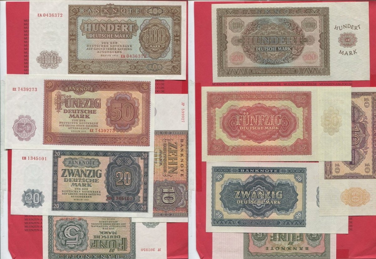 DDR GDR Eastern Germany Banknotensatz 5, 10, 20, 50 und 100 Mark DDR ...