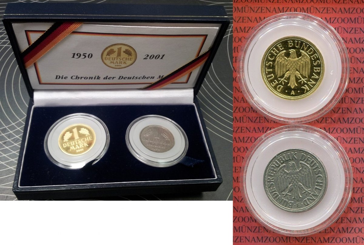 Bundesrepublik Deutschland, FRG 1 DM Gold - Mark + 1 DM 1950 F Goldmark ...
