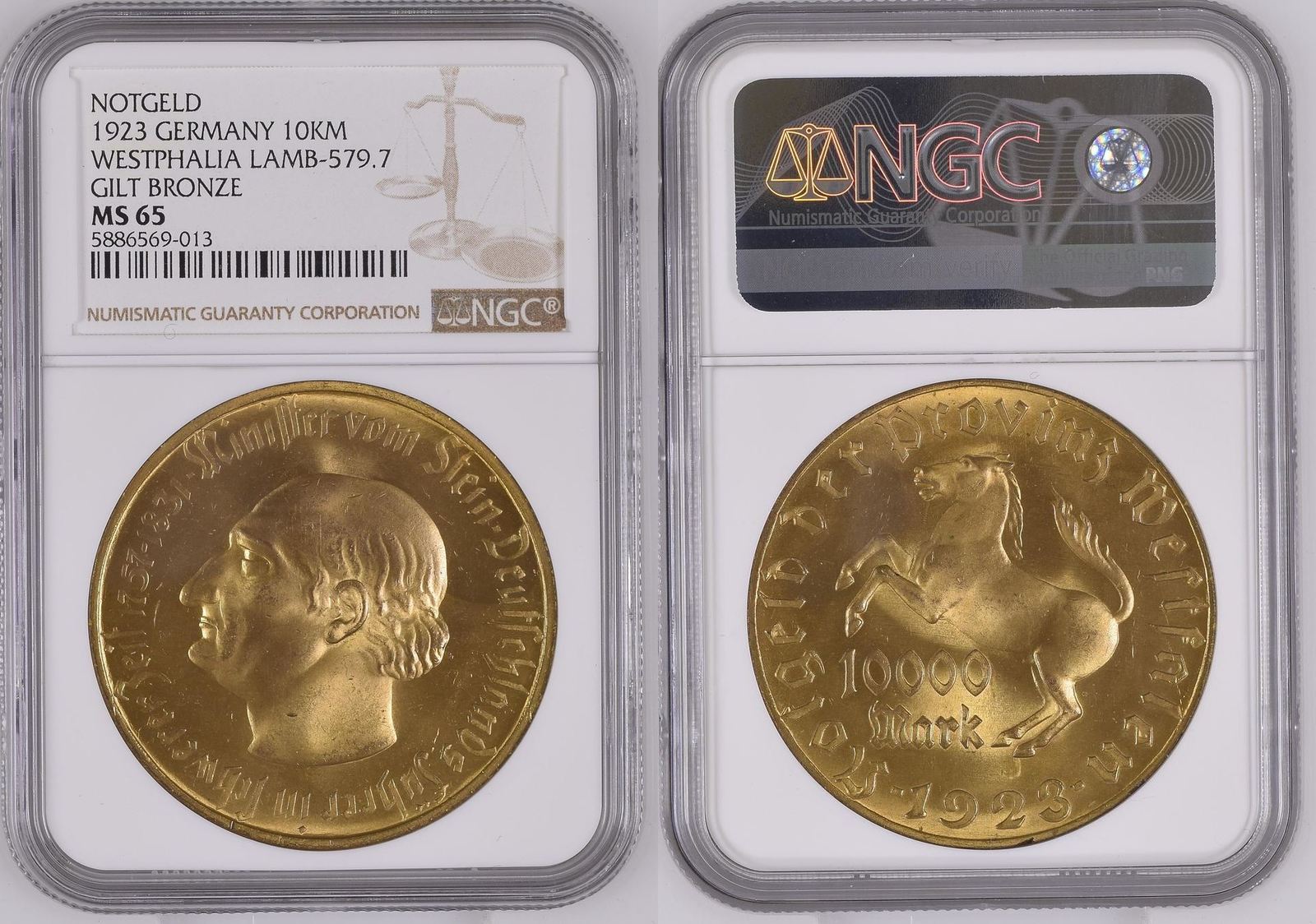 GERMANY Westfalen Notgeld 10000 Mark 1923 Freiherr vom Stein NGC MS 65 ...